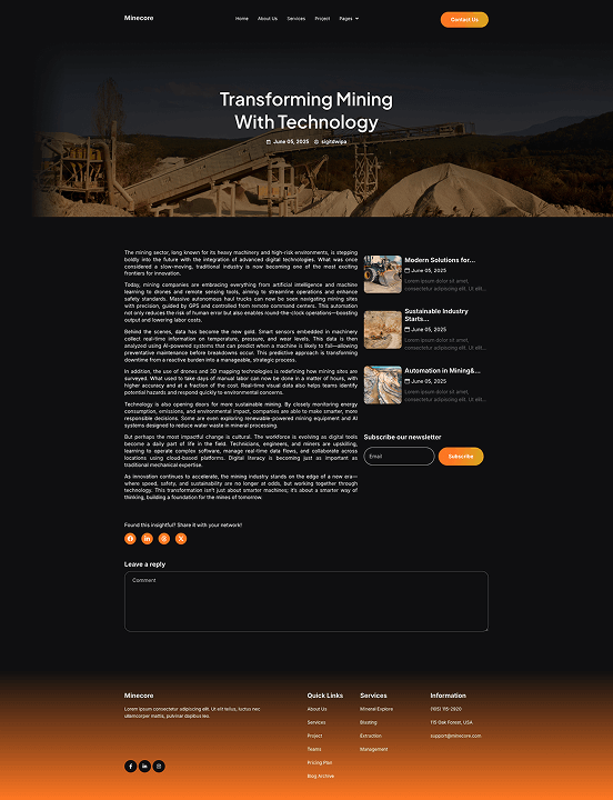 Minecore - Mining & Industry Elementor Template Kit by sigitdwipa | ThemeForest